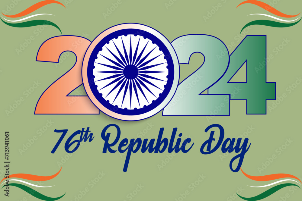 Embrace 2024: India's 76th Republic Day in Vibrant Colors, Vector ...