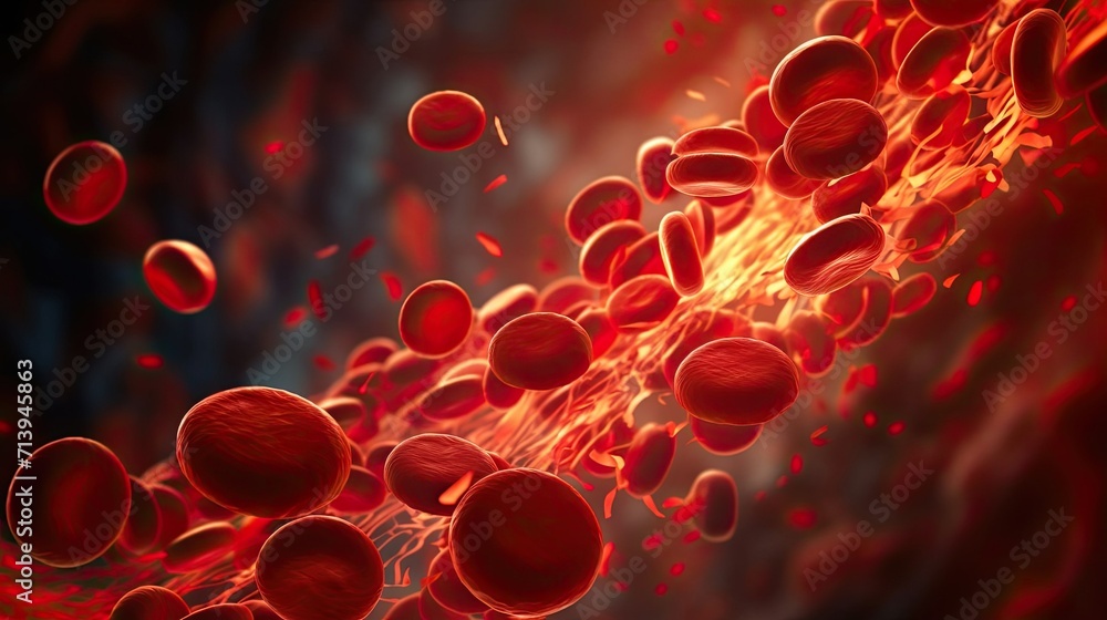 Blood cell flowing in artery. Health care human anatomy, scientific ...