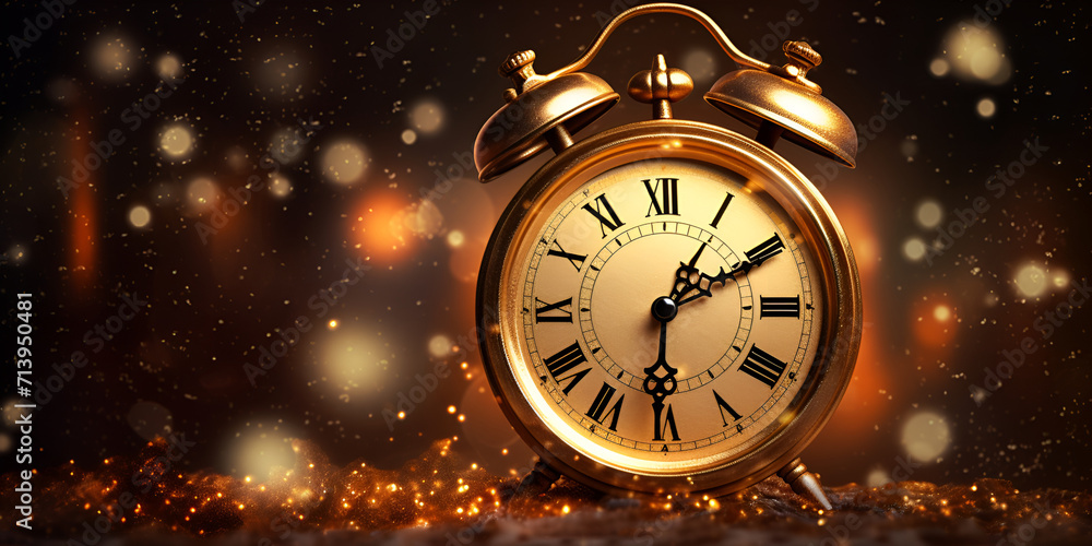 Time Line,A gold clock with the time , chronological representation ...