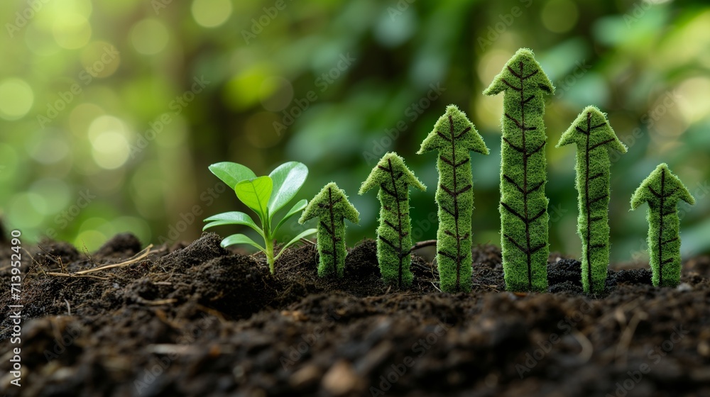 Illustration of upward-pointing arrows made of lush green grass ...