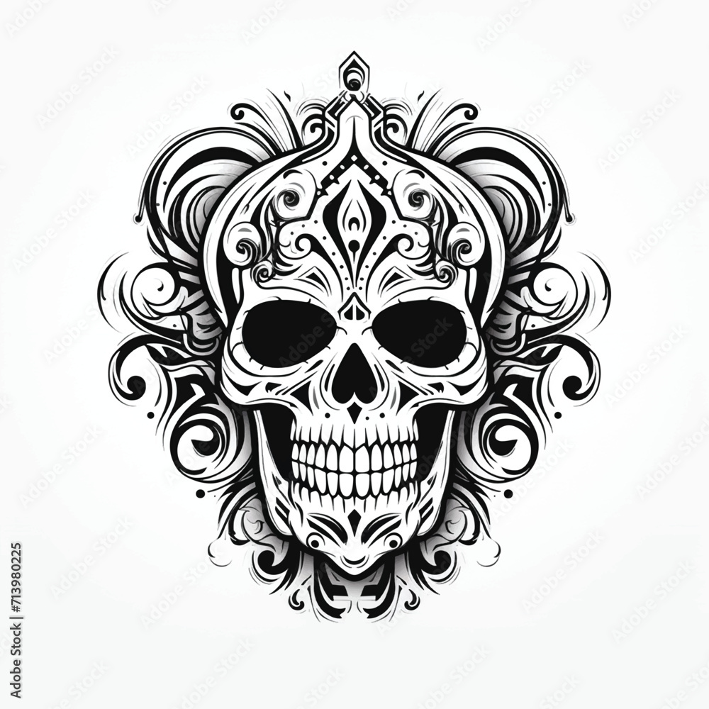 Vetor do Stock: Hand with rosary drawing animal skull reference day of ...