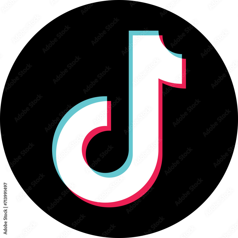 Tiktok logo. Realistic social media icon logotype. Tik Tok flat Icon ...