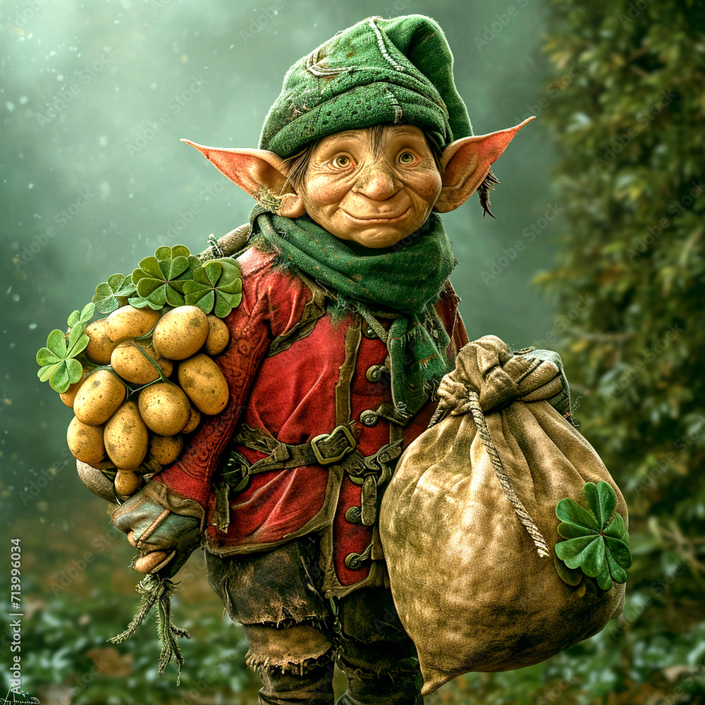 illustration of a person with money, Gnome in St Patrick's Day Elements ...