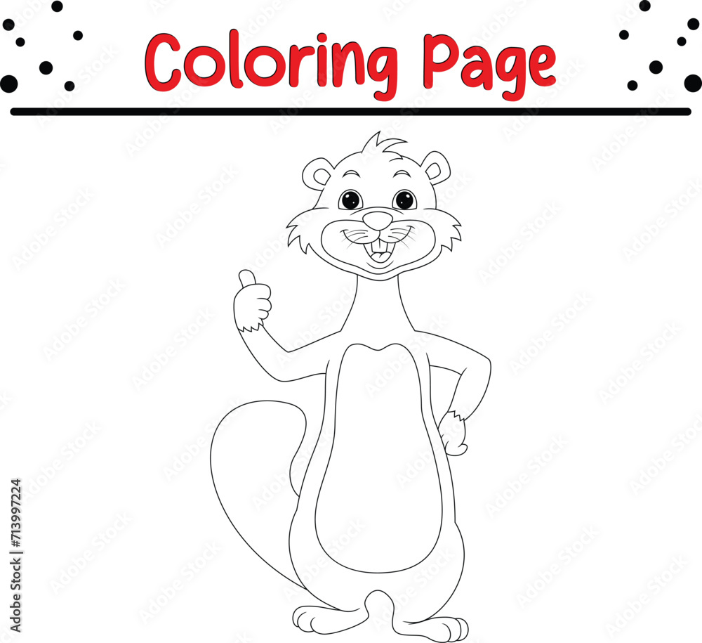 cute beaver Coloring page for kids Stock Vector | Adobe Stock