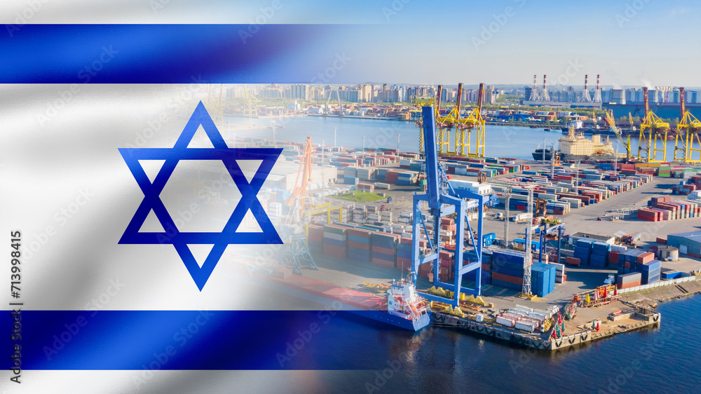 Israel cargo sea port. Shipping harbor. Port for unloading ships ...