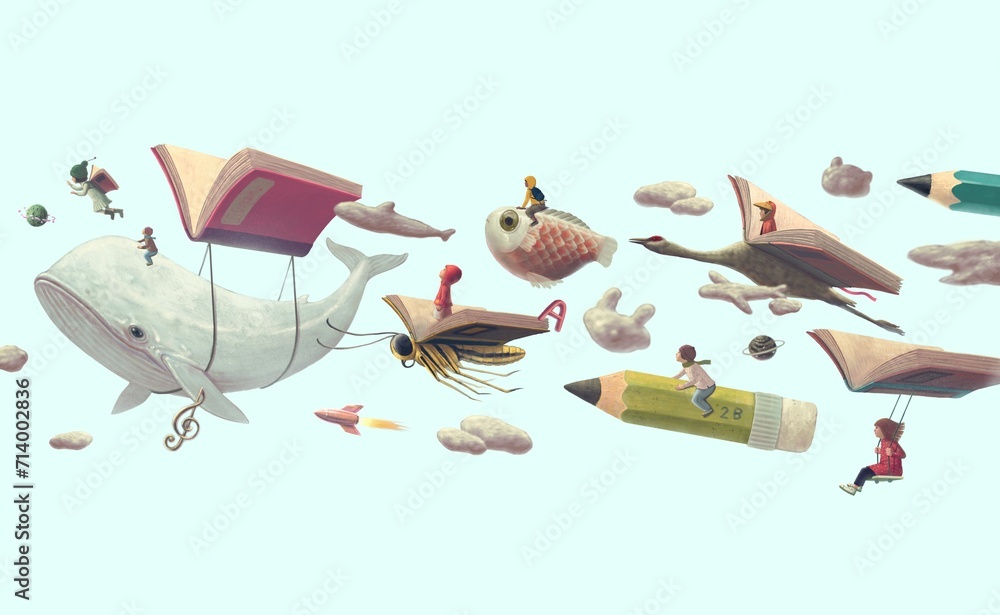 Education, book, reading, imagination, dream of children and back to ...
