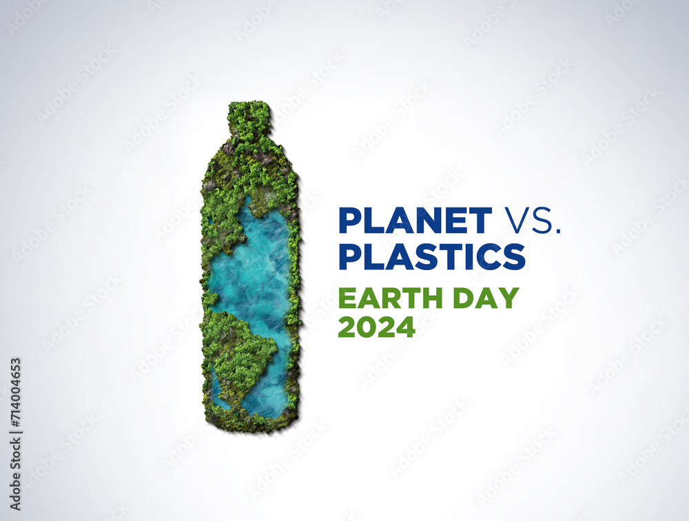 Planet vs. Plastics , Earth day 2024 concept background. World fight against plastic pollution ...