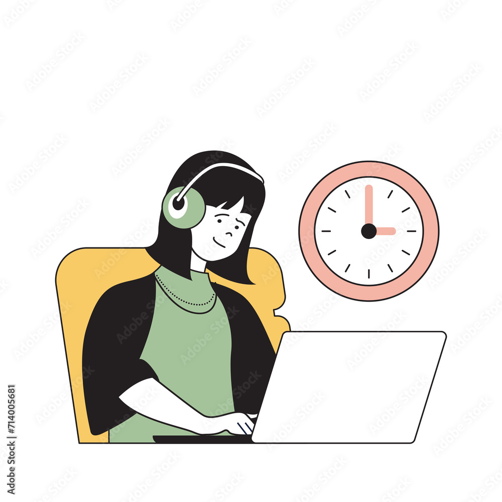 Time management concept with cartoon people in flat design for web ... Time management concept with cartoon people in flat design for web ...
