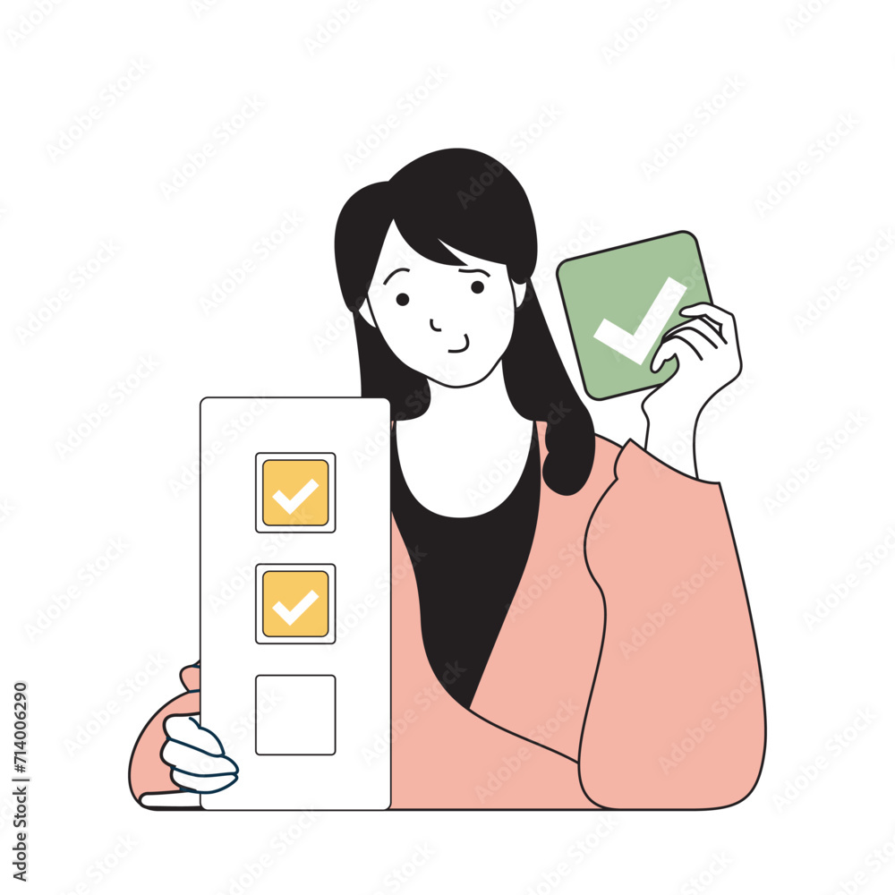 Time management concept with cartoon people in flat design for web ...