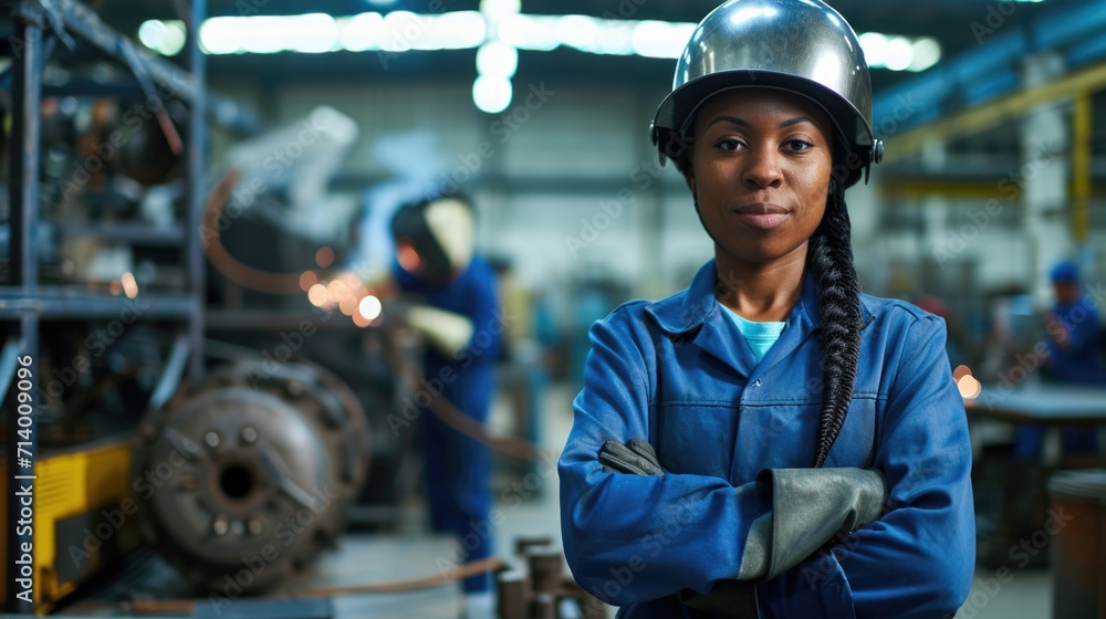 Confident African American Female Industrial Worker - Strength and ...