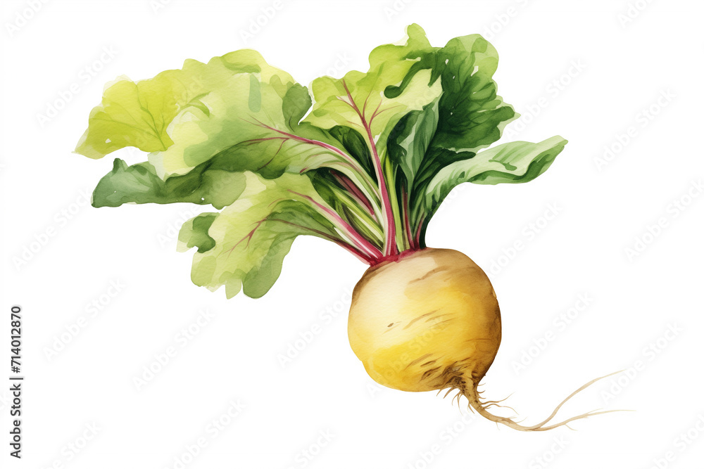 Watercolor swede isolated on white background. Illustrated organic ...