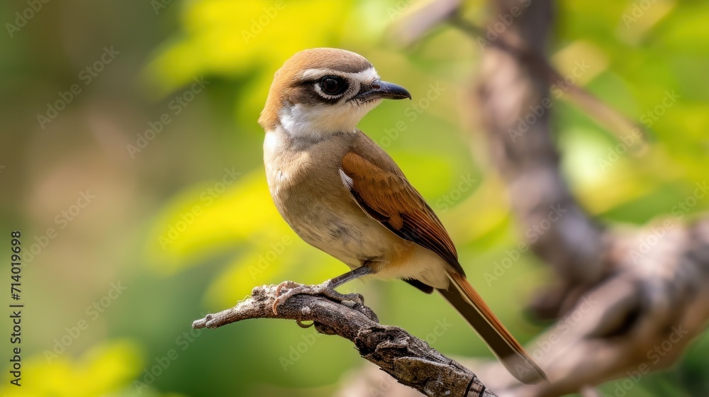 Brown shrike,Shrikes bird It is a family of small perching birds. in the name of the family ...