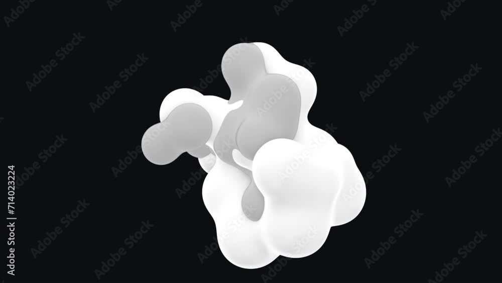 3D animation of abstract smooth liquid heterogeneous shape. Black ...