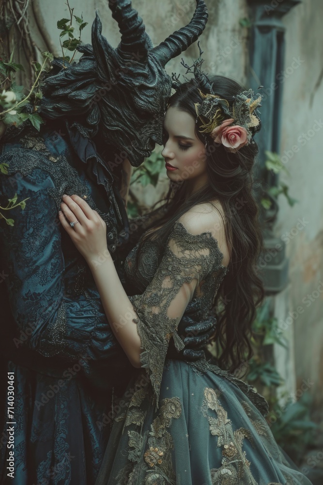 In a spellbinding embrace, an ethereal love unfolds between a celestial ...