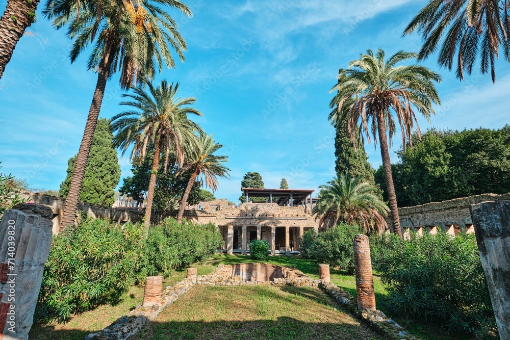 The gardens of Villa di Diomede, the Villa of Diomedes, in the ...