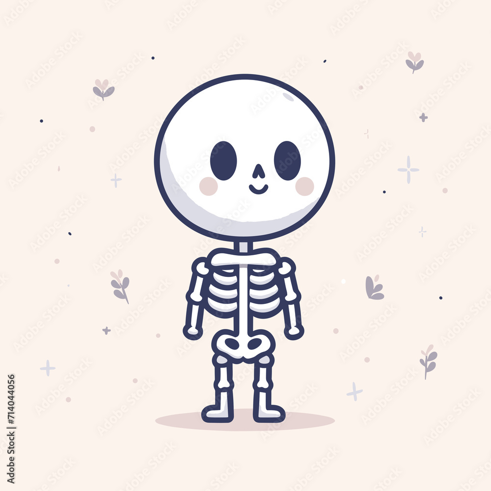 Cute skeleton character. Vector illustration in a flat cartoon style ...