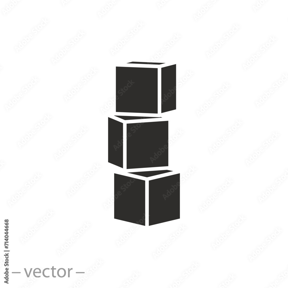 pile boxes on top of each other icon, stacked cubes, flat symbol on ...