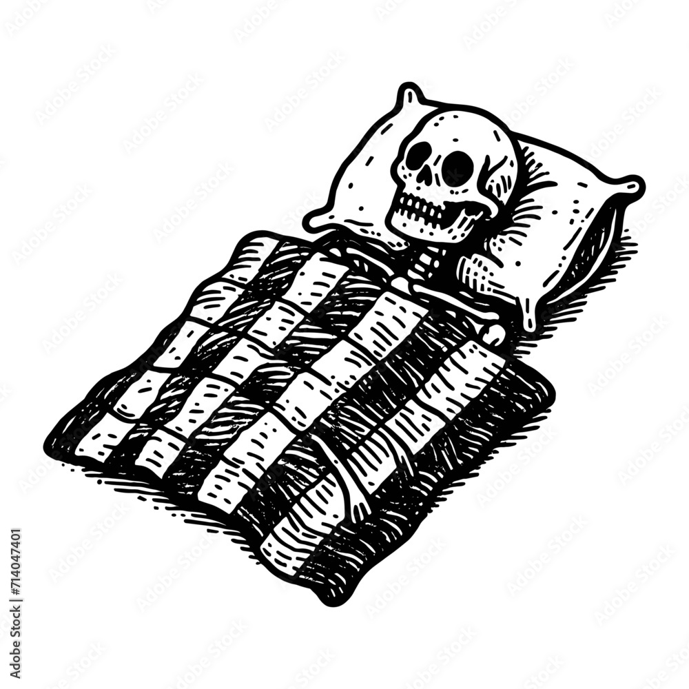 Vecteur Stock sleeping skeleton sketch | Adobe Stock