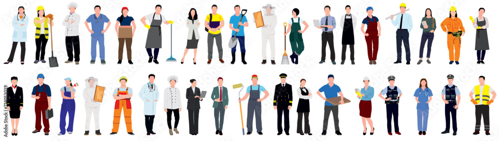 Collection of male and female of various occupations or profession ...