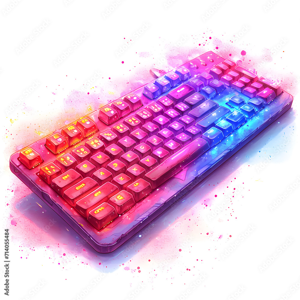 Computer keyboard with coding symbols isolated on white background ...