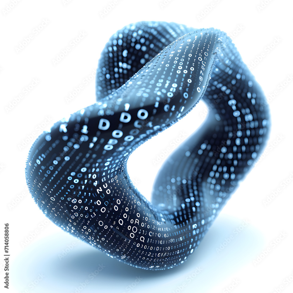 Binary code represented by glowing dots isolated on white background ...