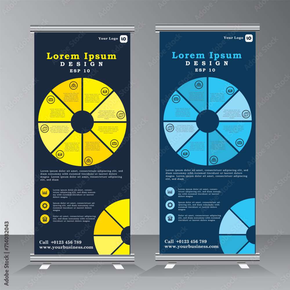 roll up banner template for business, vertical banner template, Cricle ...