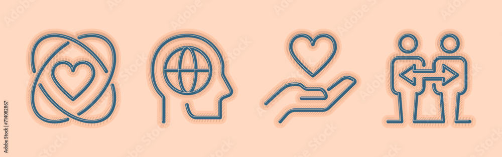 Metaphor icon drawings describing core values. Empathy and social ...