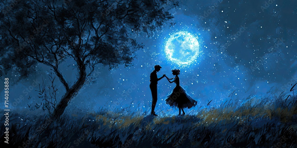 Dancing Love Shadows - Illustrate the shadows of a couple dancing in ...