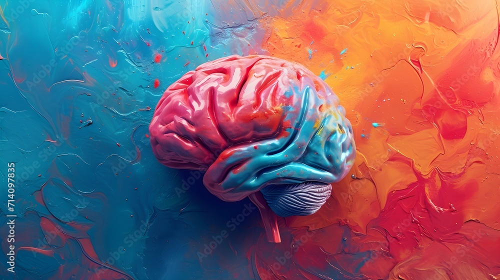 human brain at abstract background. positive mind and mental health ...