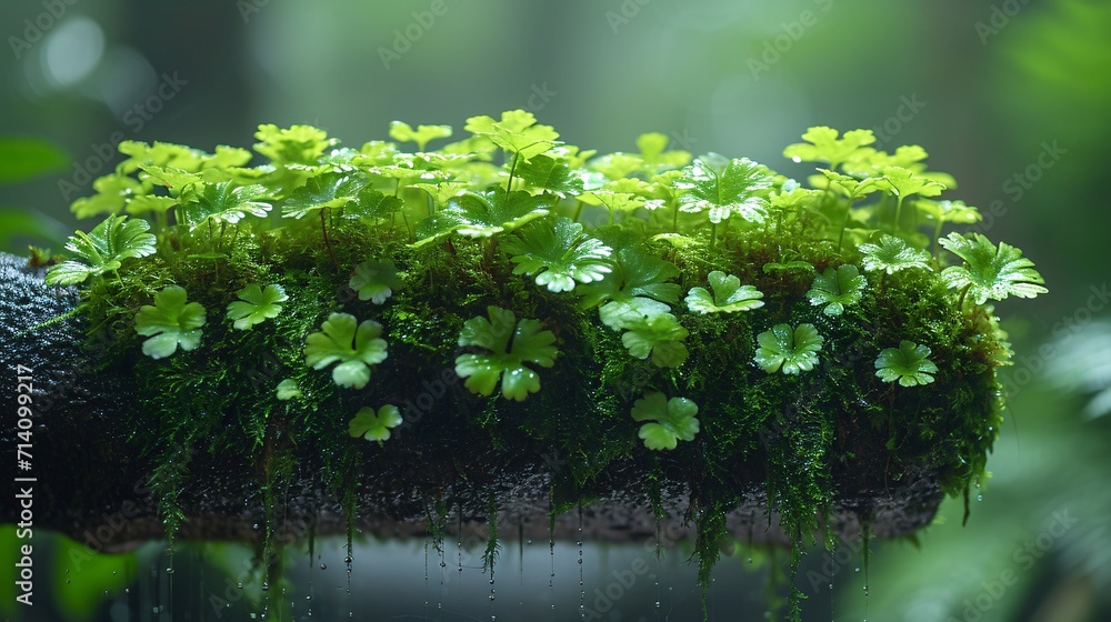 Close-up of the vibrant green leaves of the Epiphyte Asplenium nidus ...