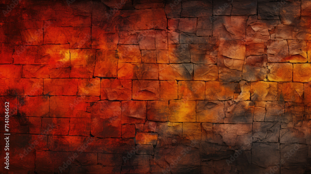 Brick wall background, fiery colors grunge texture or pattern for ...