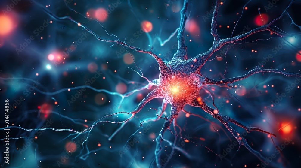 Neuron cell in abstract space made with AI generative technology Stock ...