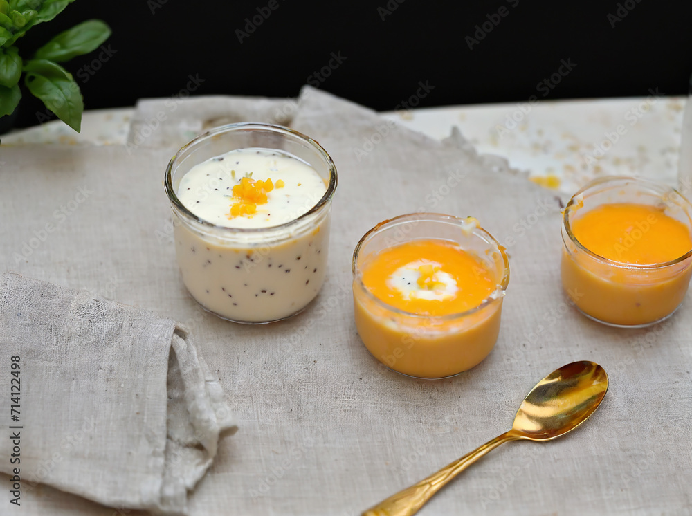 Mango Cheese Milk, a delicious dessert with jelly, nata de coco, basil ...