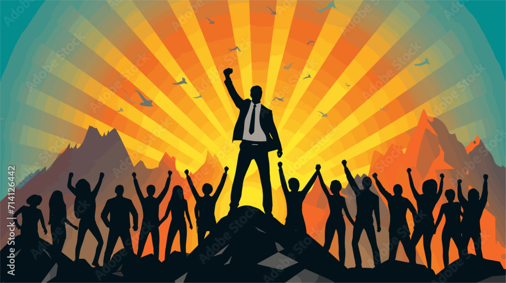 motivational qualities of leadership in a vector scene featuring ...