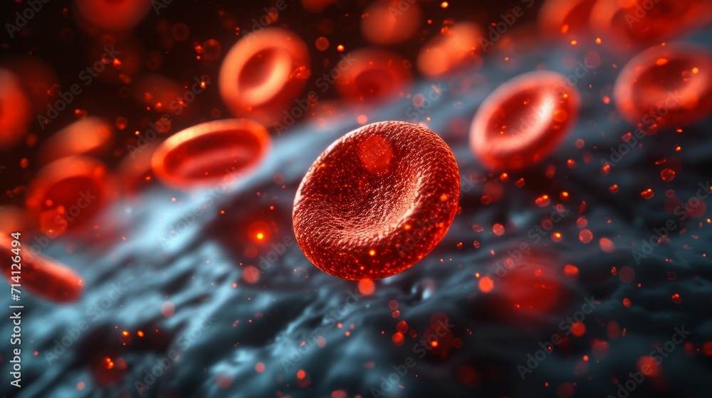 Life in Circulation: Detailed Red Blood Cell Digital Artwork. Embark on ...