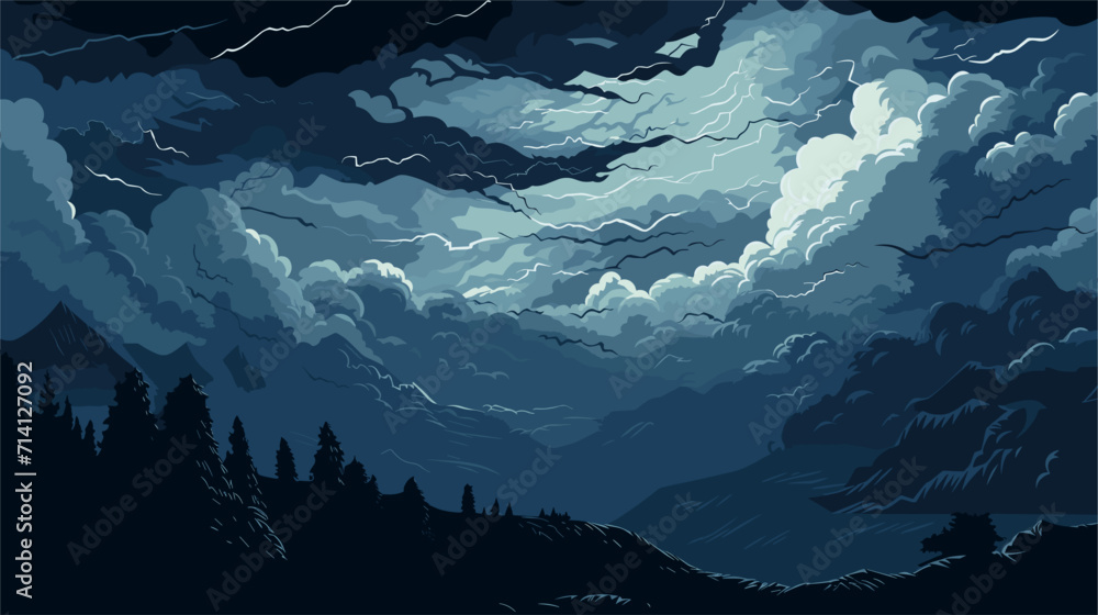 Convey the power and drama of stormy weather in a vector art piece ...