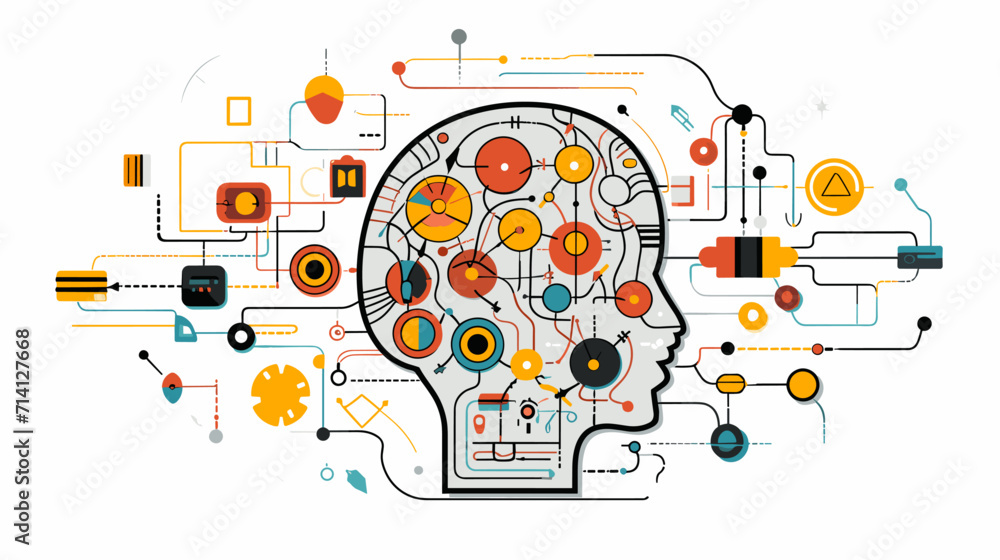 Convey the intellectual prowess of the brain in a vector scene ...