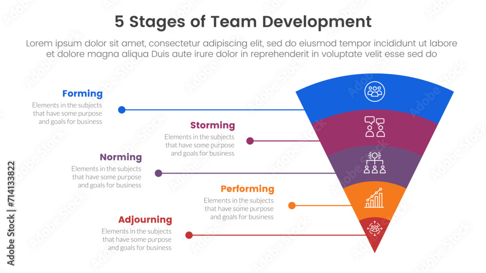 Photo 5 stages team development model framework infographic 5 point ...