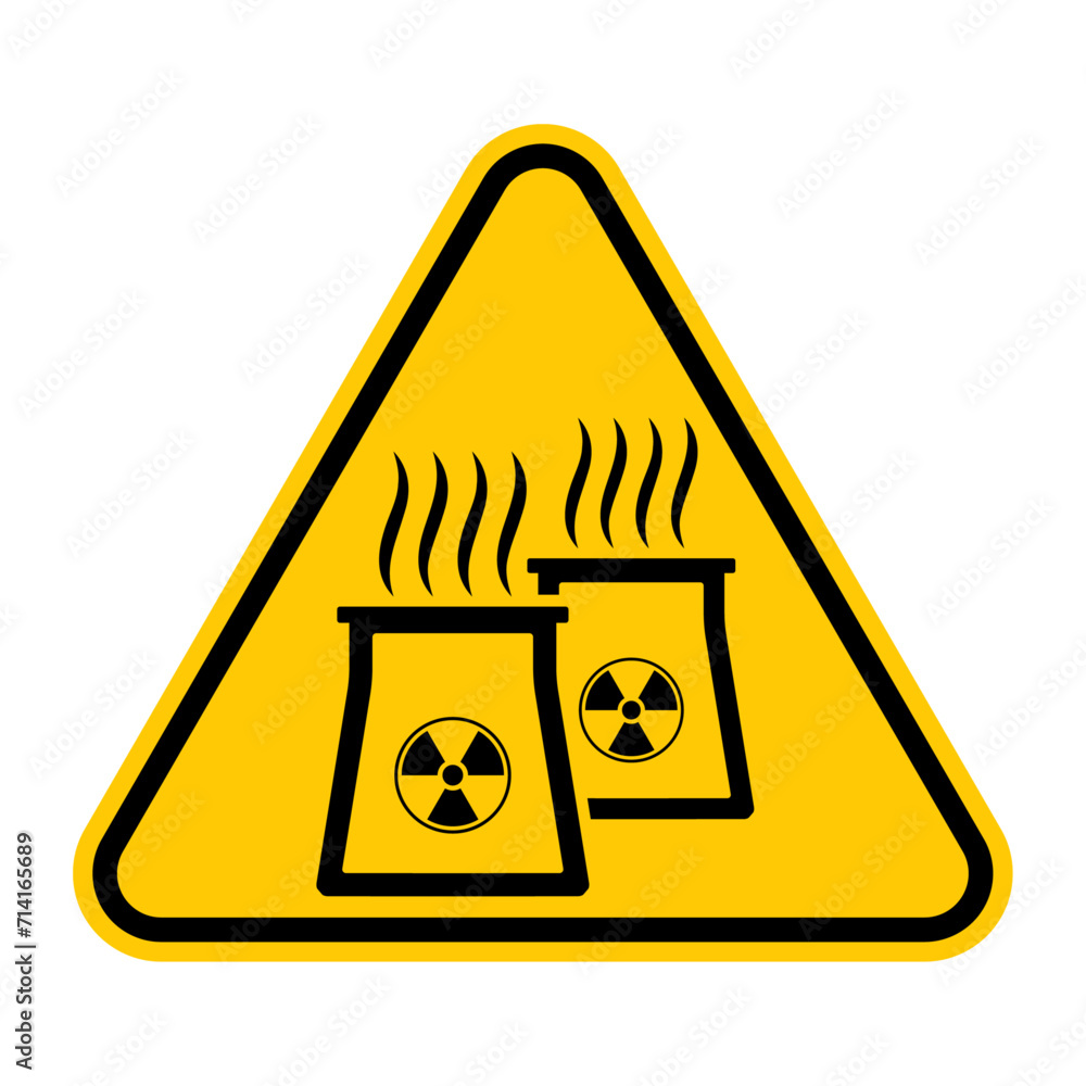 Nuclear power plant warning sign. Vector illustration of yellow ...