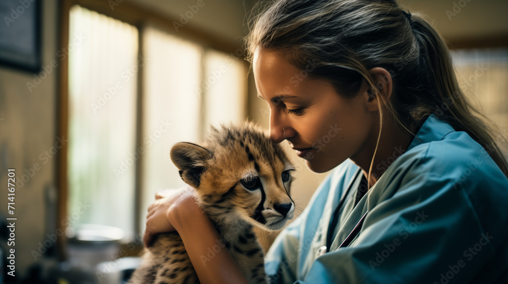 A heartfelt photograph capturing a wildlife rehabilitation center in ...