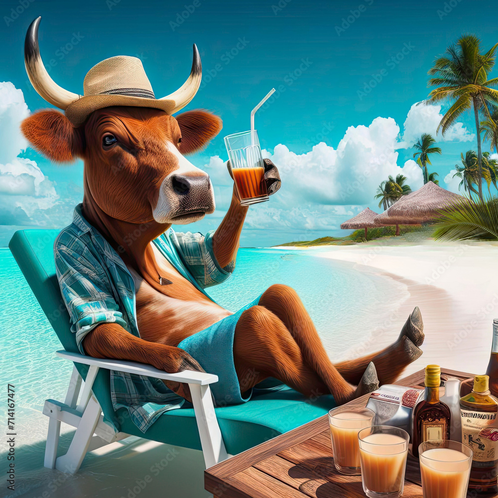 Cow vacation Beach holidays cow drinking cocktail beach maldives ...