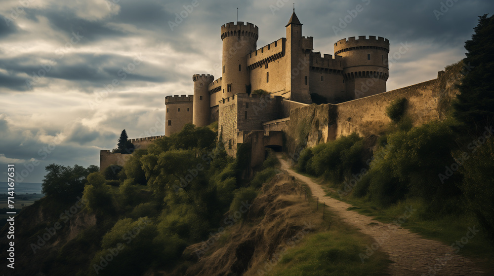 A captivating photo of a preserved medieval castle, its enduring ...