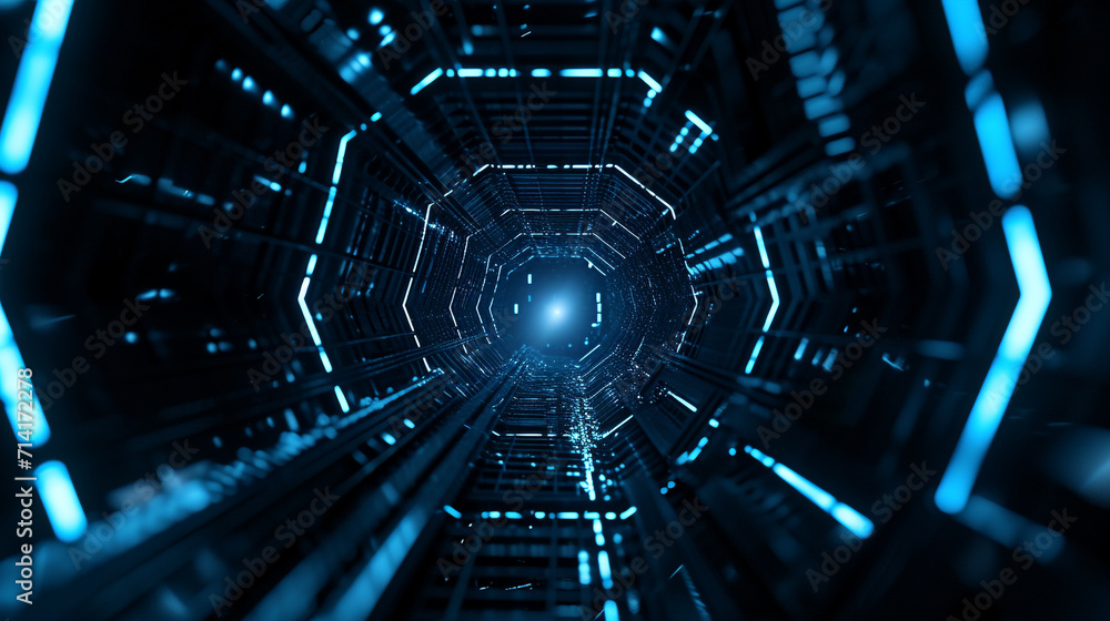 A futuristic presentation background with a dark blue and black color ...