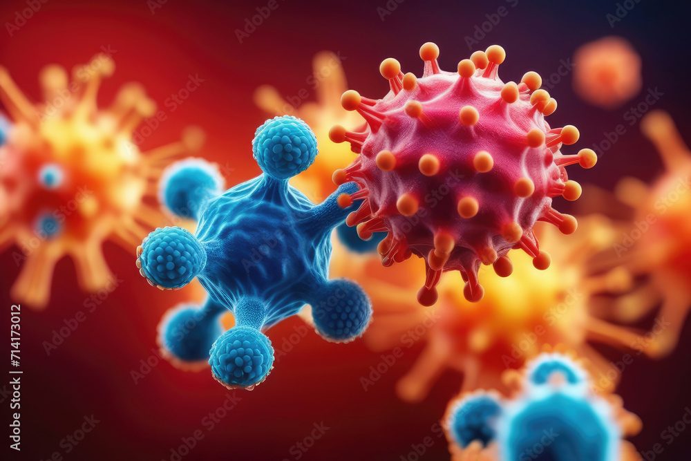 Multicolor virus cells, bacteria molecule, viral infection, dangerous ...