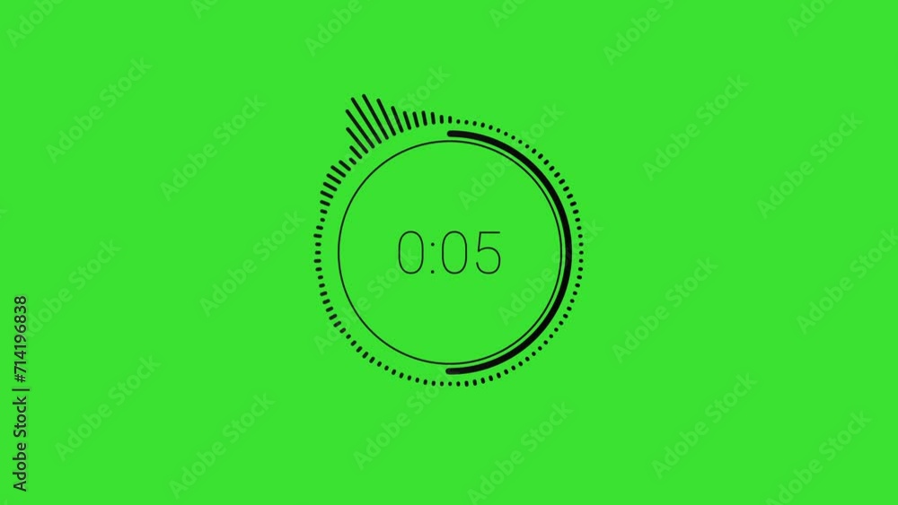 Audio spectrum circular or radial with 10 seconds countdown or timer in the center on green ...