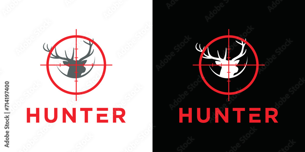 deer hunter logo, badge, emblem, label design template. target shooting ...