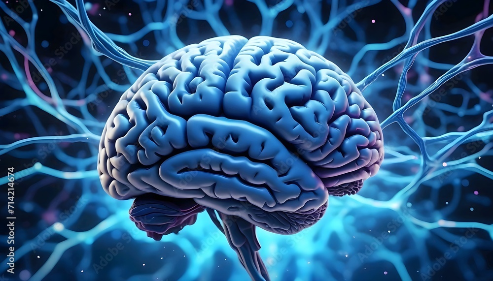 3D Brain Visualization Vibrant Neon Lines Illustrate Dynamic Neural ...