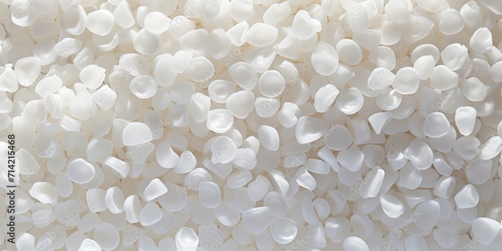 White PVC granulate background, recycled plastic granules ...