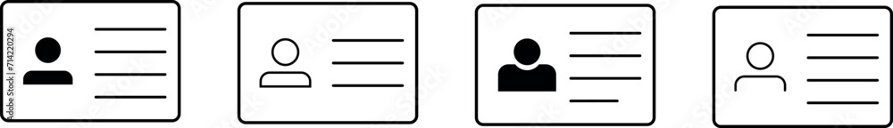 ID Card icon set. Identification card outline icon set. Driver's ...