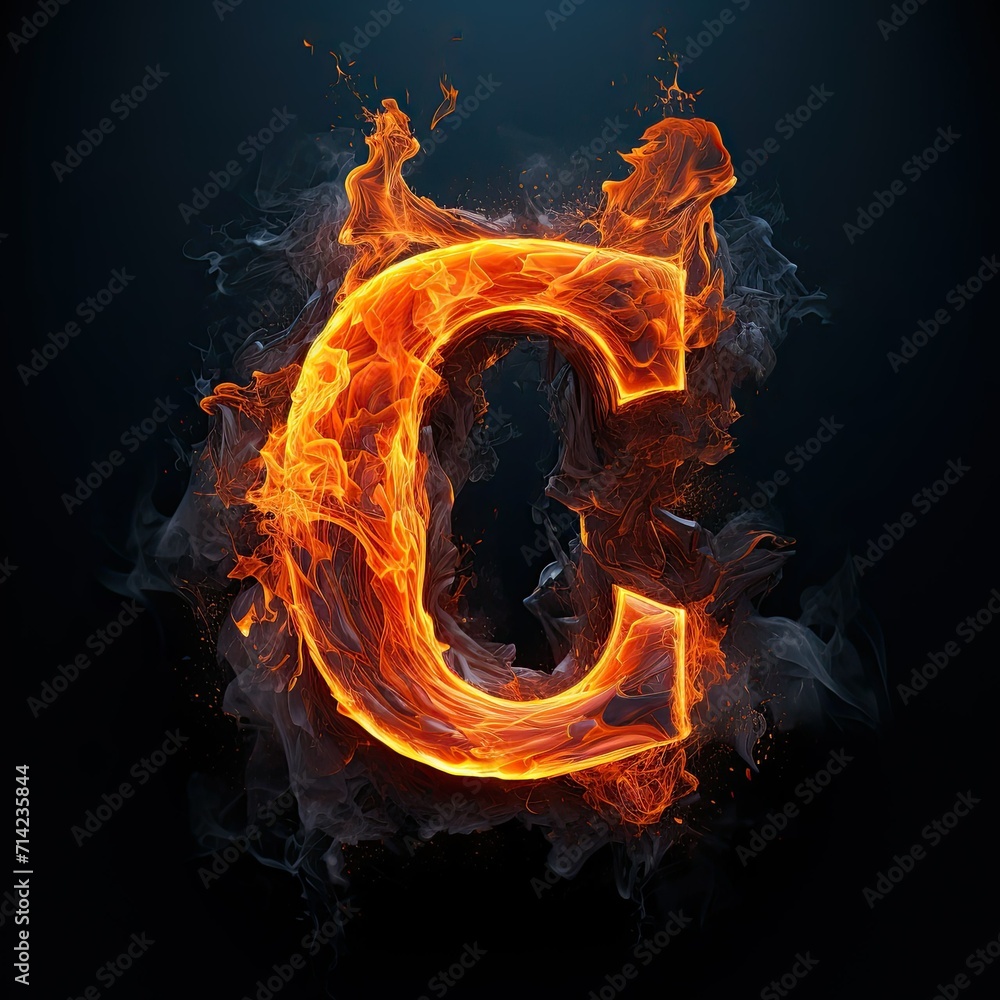 Lava letter A. Fiery stone alphabet font. Burning stone with orange ...